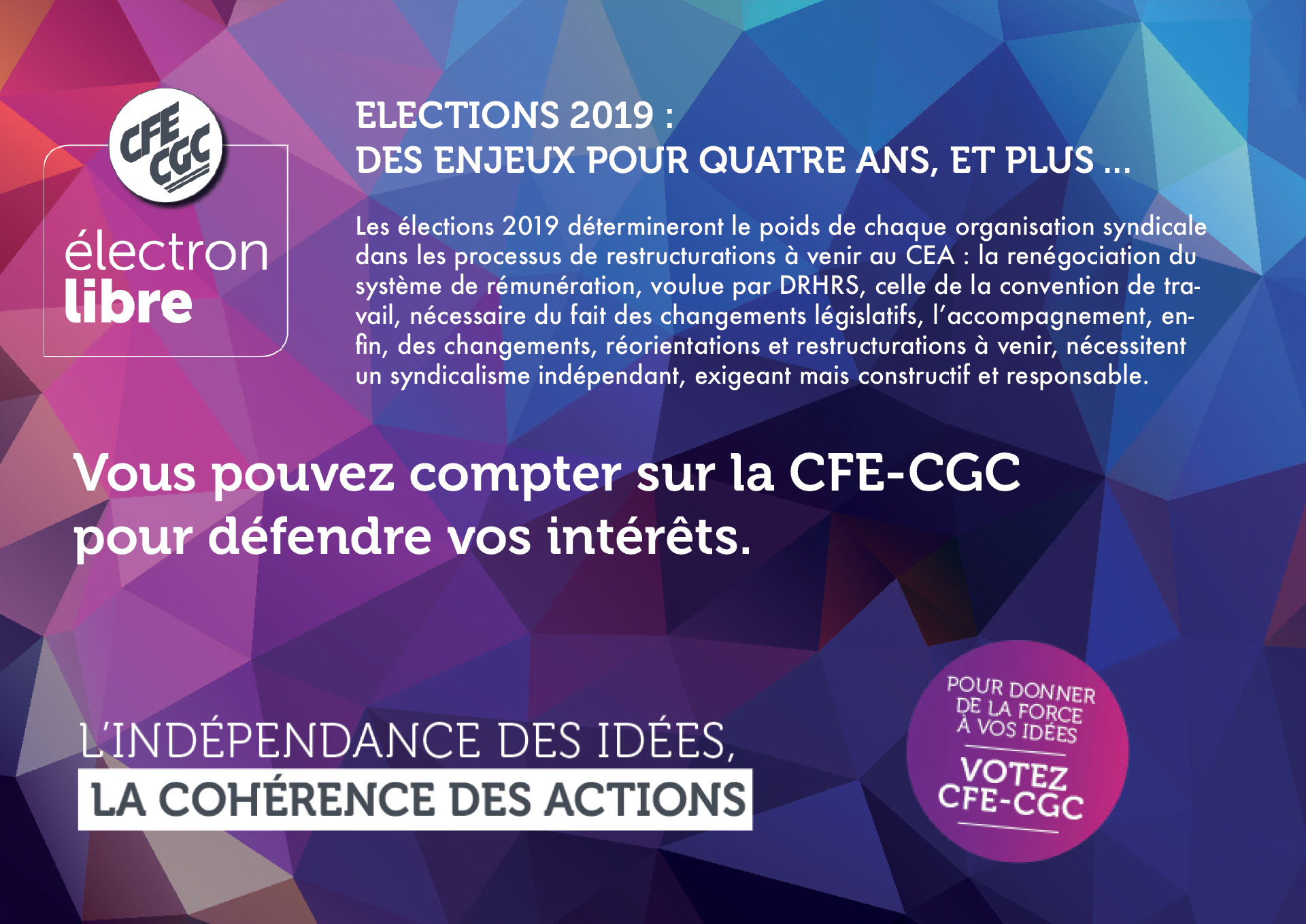Profession de foi nationale – Electron libre CEA